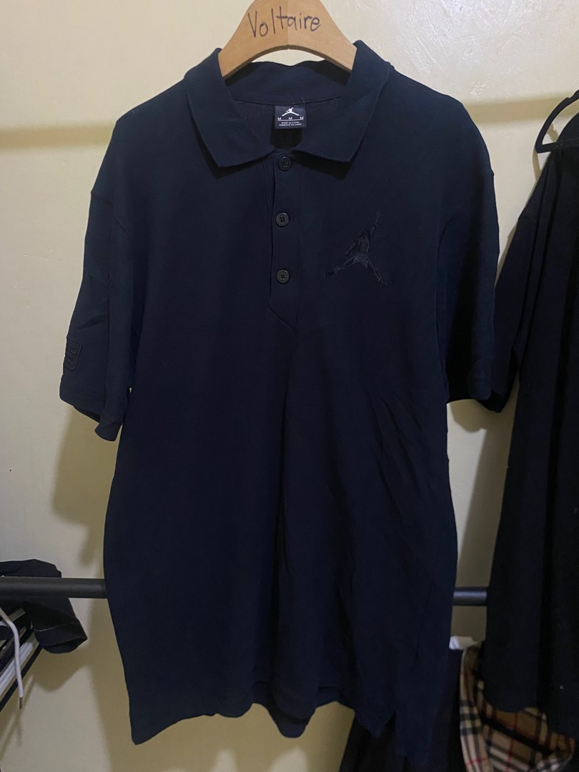 Y2k Jordan jumbo jumpman triple black polo, Men's Fashion, Tops & Sets ...