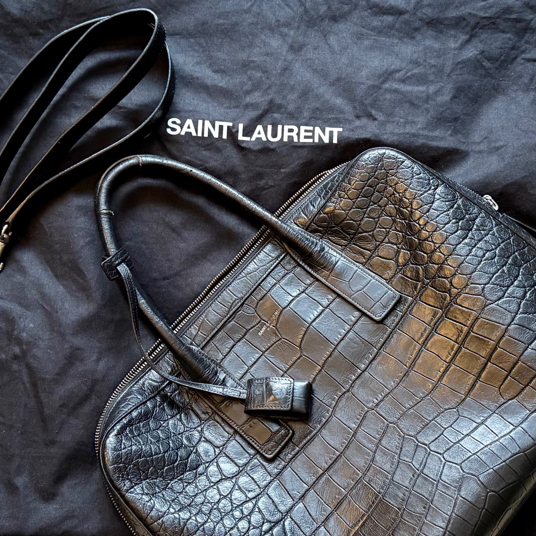 Yves Saint Laurent YSL Black Small Museum Embossed Leather Business Bag, Luxury, Bags & Wallets ...