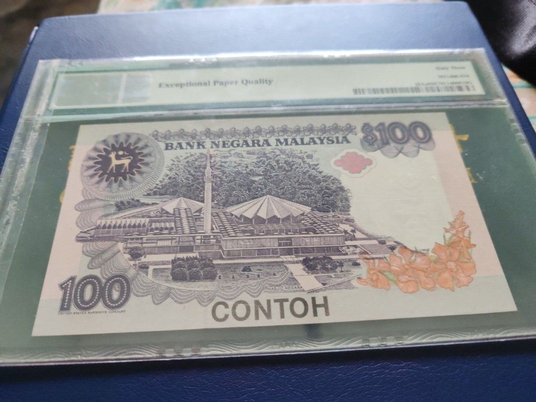 100 ringgit Jaafar XX0000000 USBN Contoh PMG 63 EPQ, Hobbies & Toys ...