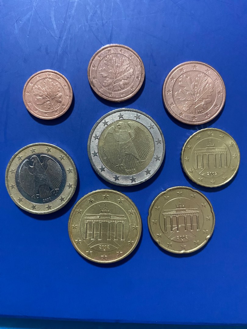 2002 German One cent to 2 Euro Dollars coin set, Hobbies & Toys ...