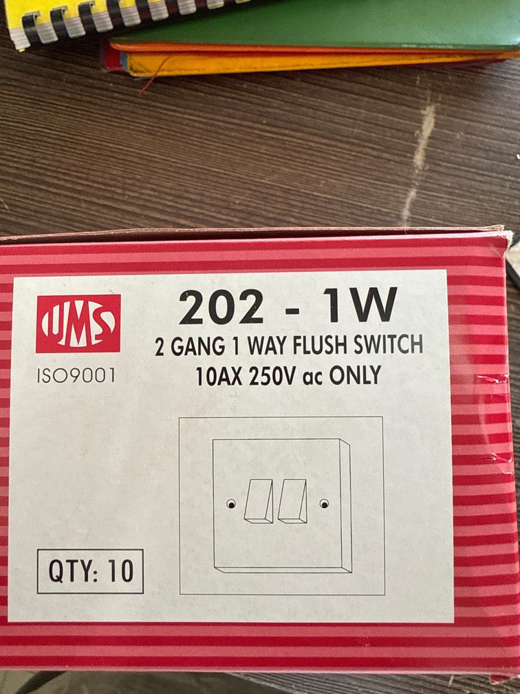 2 Gang 1 Way Flush Switch 10AX 250V ac Only, TV & Home Appliances ...