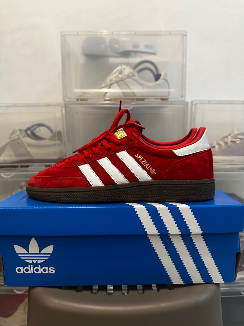 Adidas Spezial Red, Men's Fashion, Footwear, Sneakers on Carousell