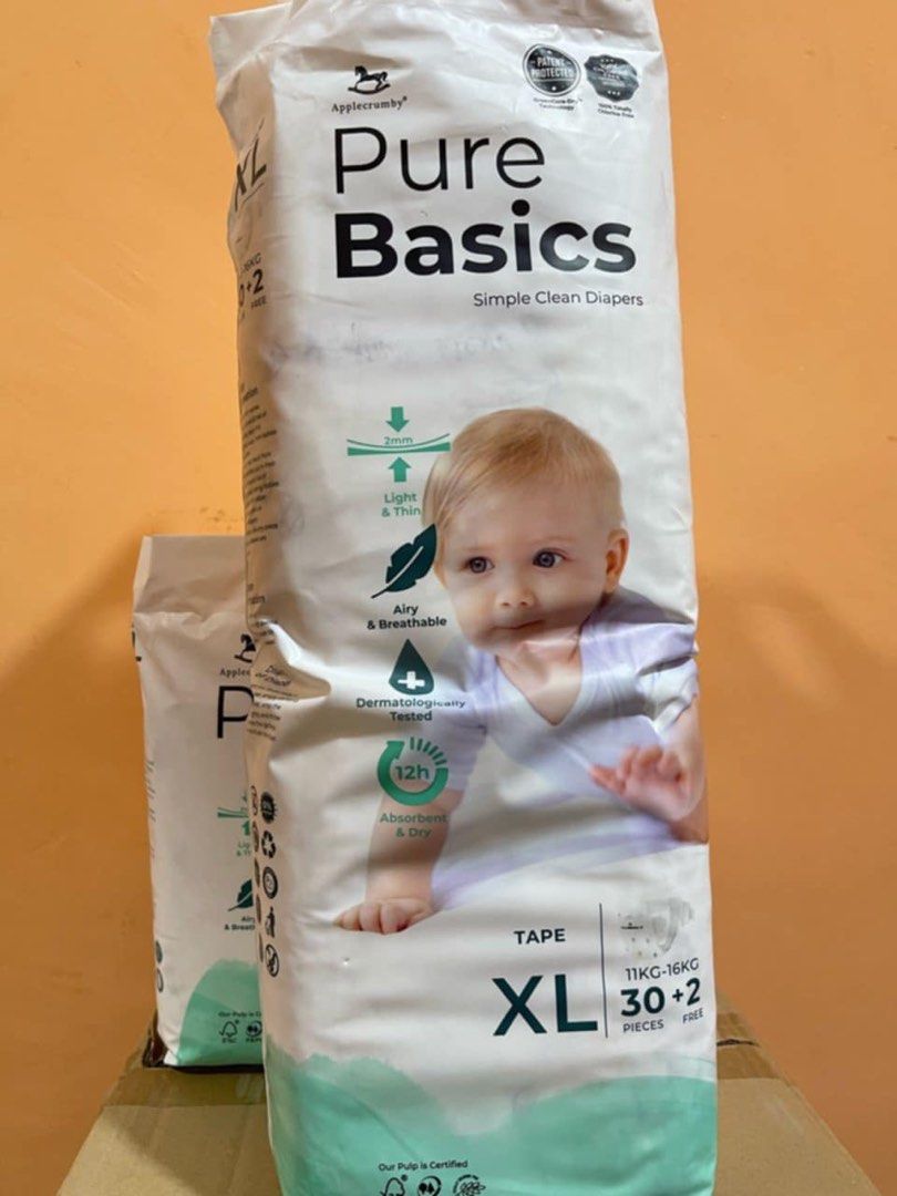 Applecrumby pure basic (tape), Babies & Kids, Bathing & Changing, Diapers & Baby Wipes on Carousell