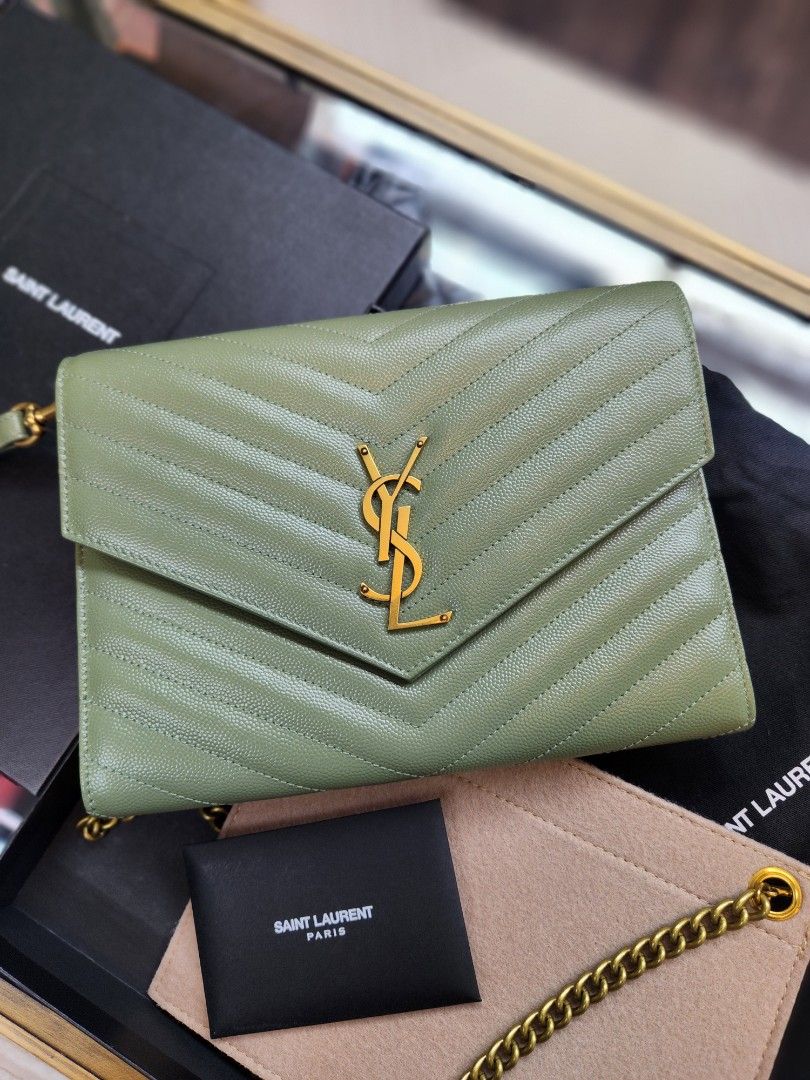 AUTH. YSL ENVELOPE SMALL CLUTCH, Luxury, Bags & Wallets on Carousell