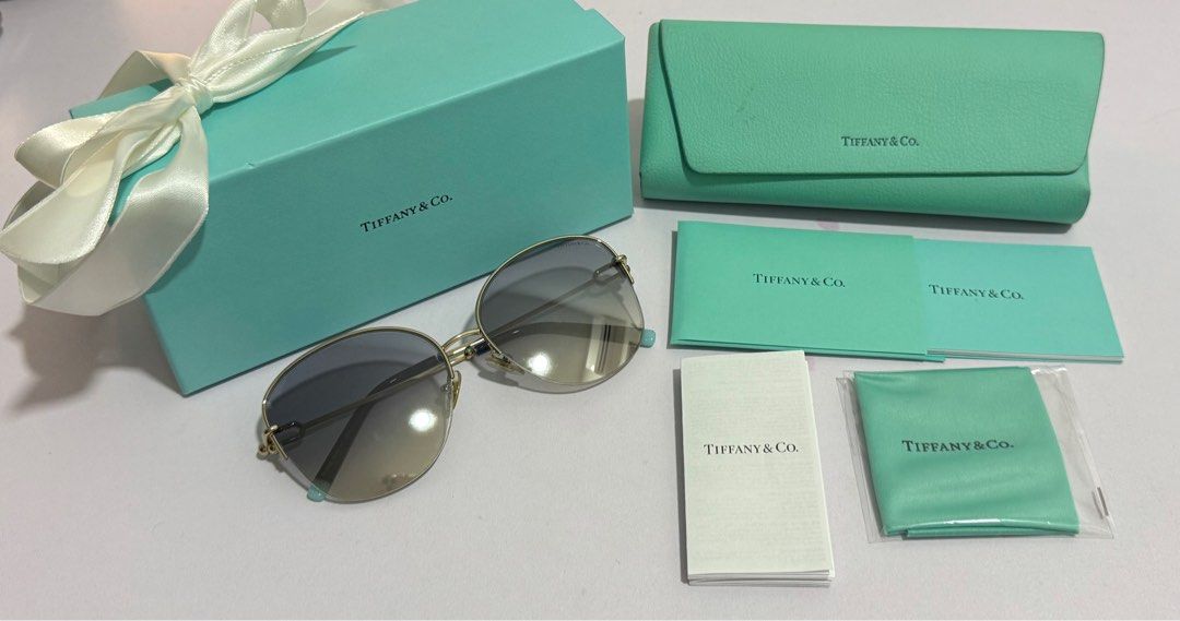 [AUTHENTIC] TIFFANY & CO. TF3082 SUNGLASSES IN GOLD AND BLUE, Women's ...