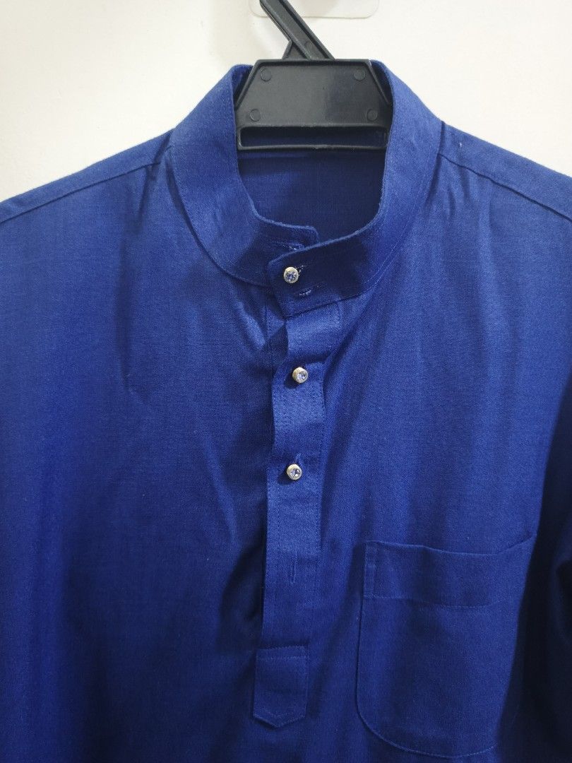 baju melayu biru Kain cotton, Men's Fashion, Activewear on Carousell