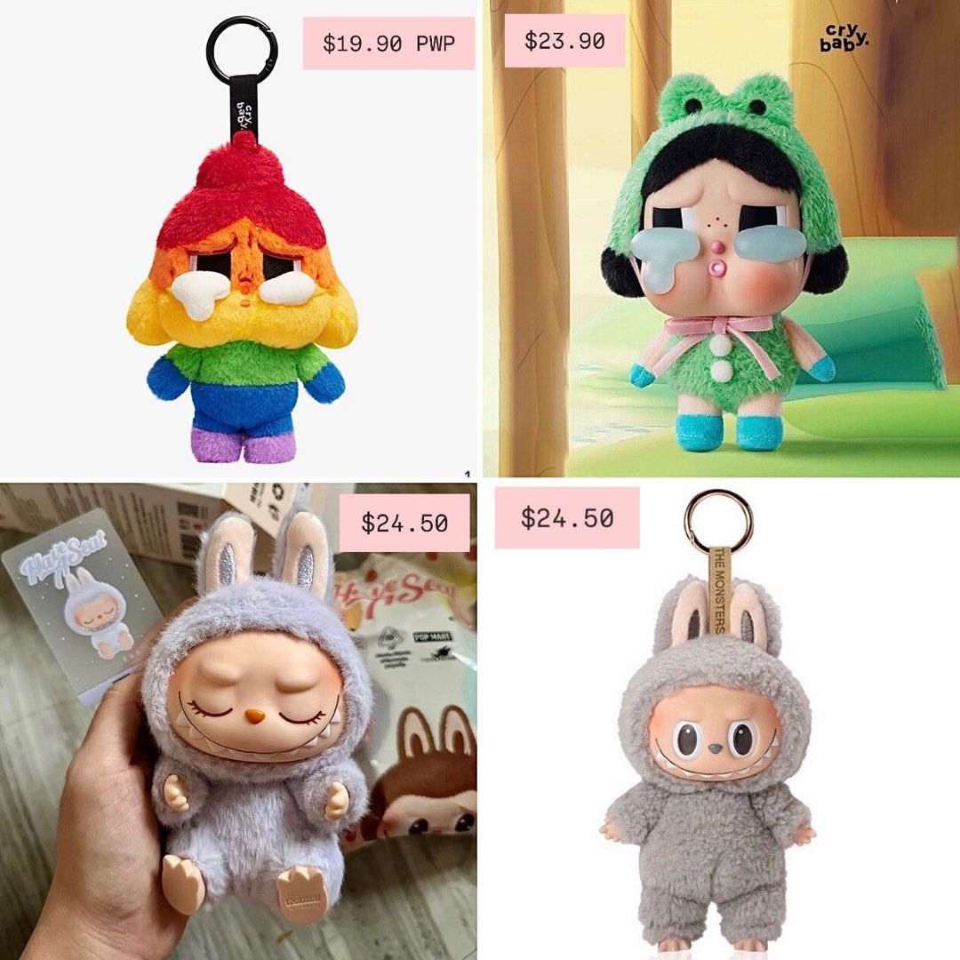 BNIF Labubu V1/V2 & Crybaby Vinyl Plush Pendants (What A Frog/ Zizi ...