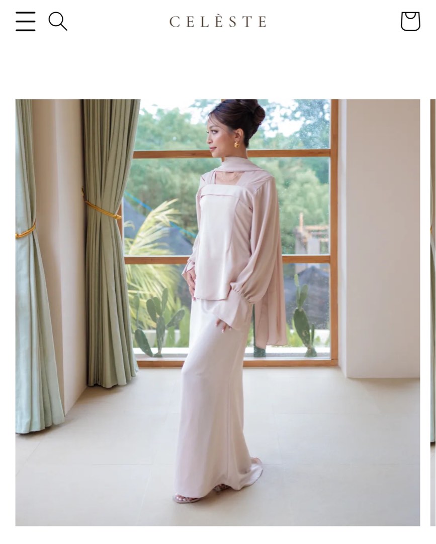 CELESTE Kurung Set With Shawl ( Nude Champagne ), Women's Fashion, Dresses & Sets, Sets or ...