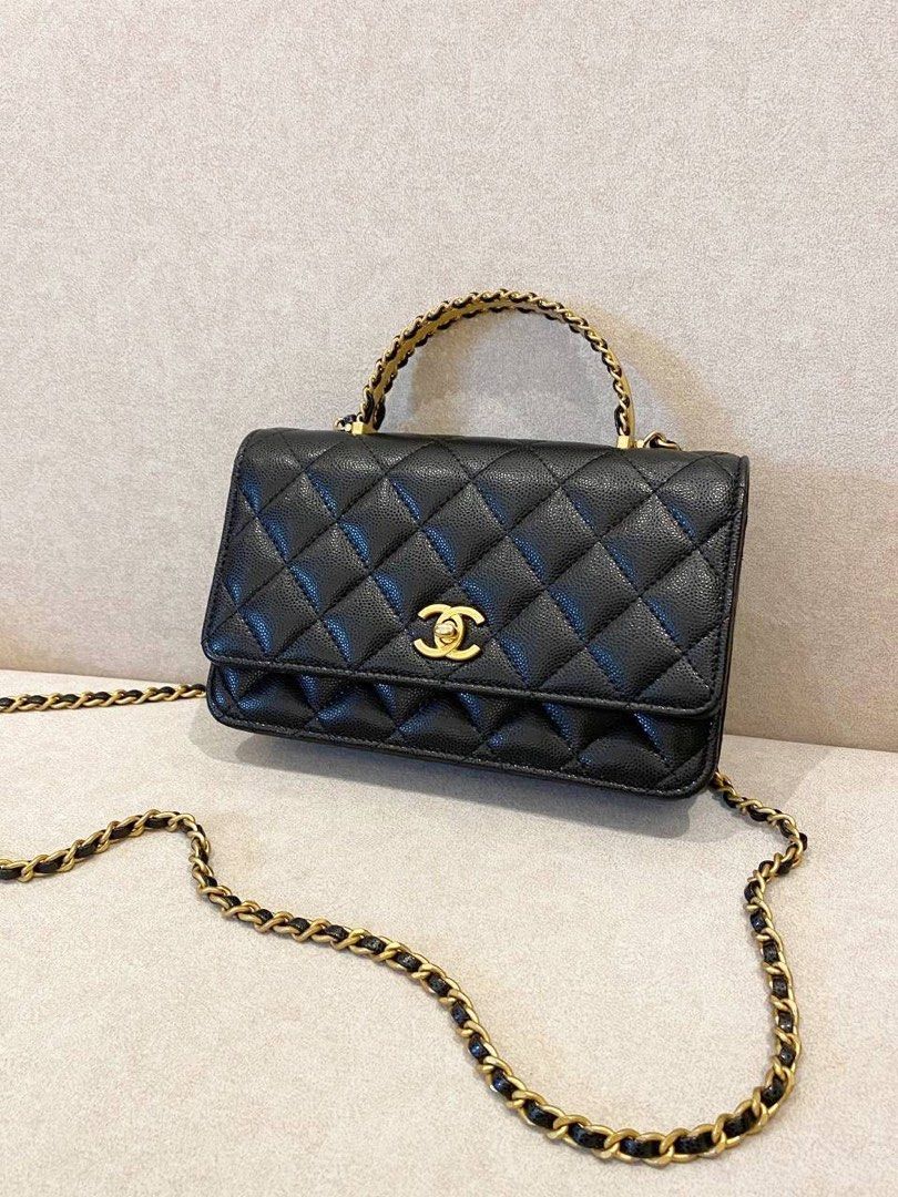 CHANEL SMALL TOP HANDLE SLING BAG INBLACK CAVIAR LEATHER GOLD HARDWARE ...