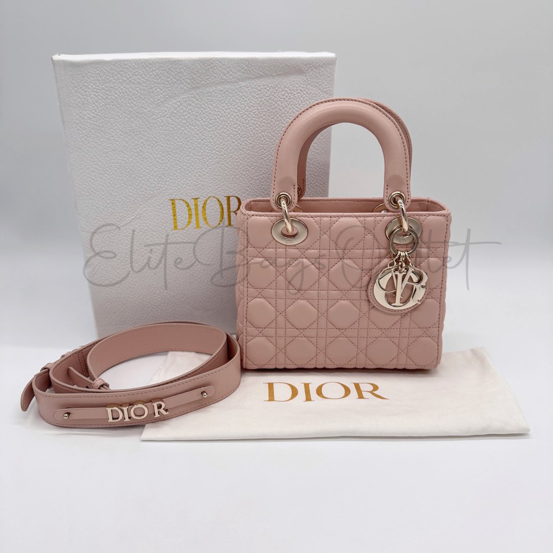 Christian Dior CD Lady Dior Soft Pink in Silver Hardware, Luxury, Bags ...