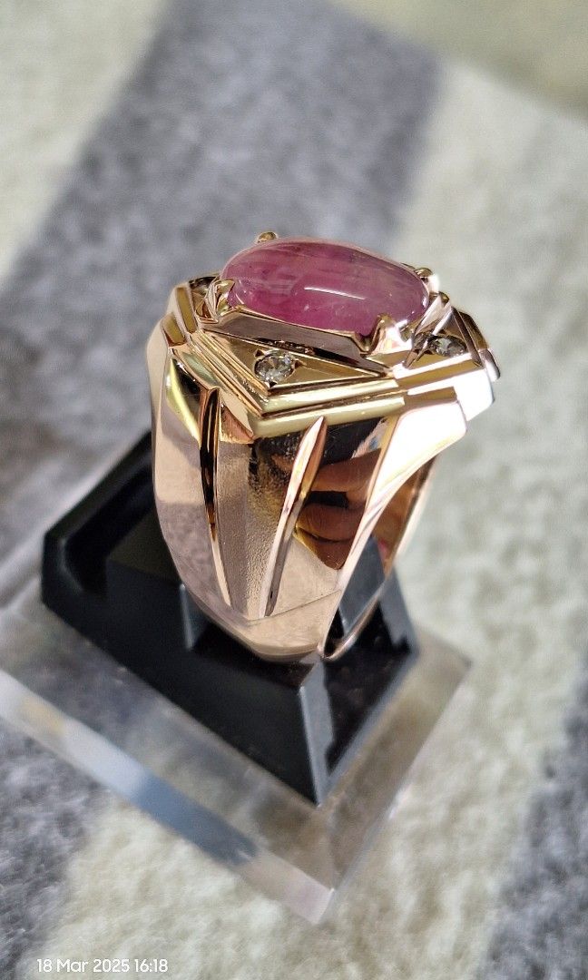 Cincin suasa batu delima burma, Men's Fashion, Watches & Accessories ...