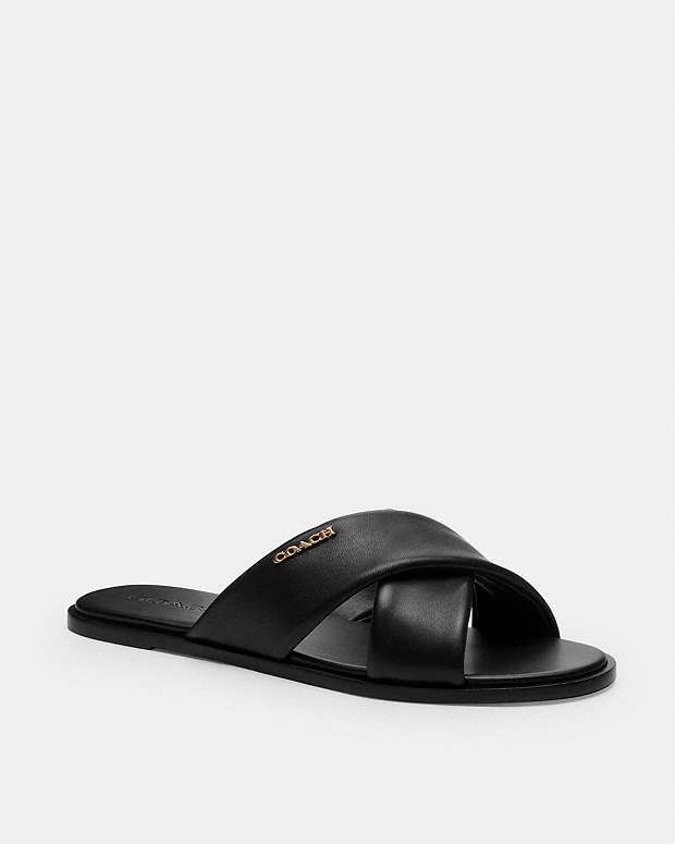 coach link criss cross slide sandal in black authentic brand new, Women ...