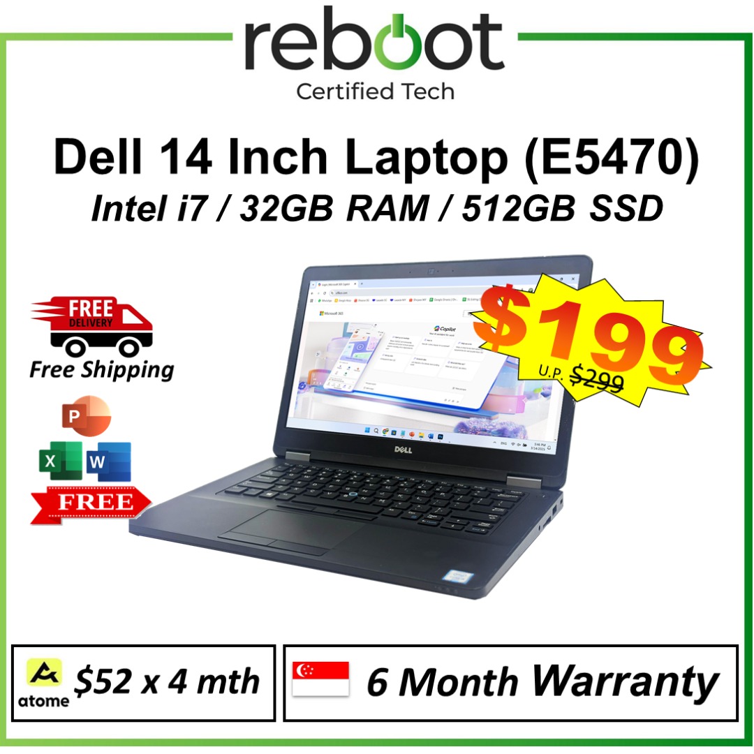 Dell 14 Inch I7 Laptop - 14 Inch FHD Display - 32GB RAM - Up to 512GB ...