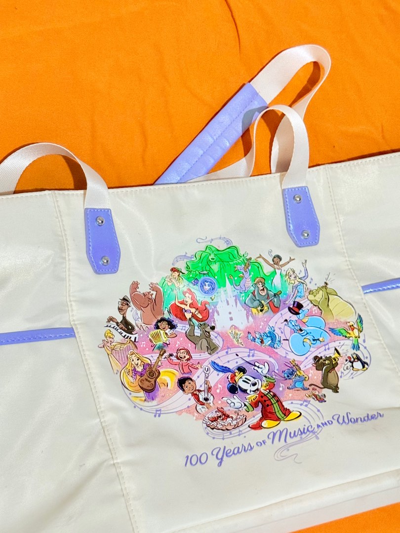 Disney 100th anniversary tote bag white & purple, Women's Fashion, Bags ...