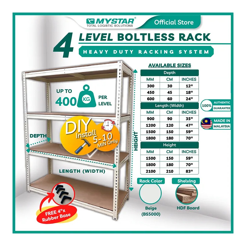 Durable 400KG per UDL Boltless Rack, Robust beam for Everlasting ...