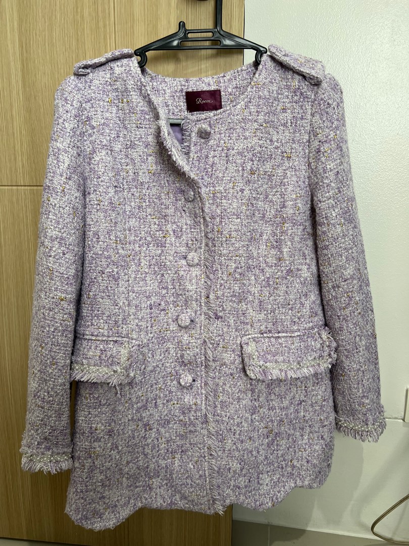 ELEGANT PURPLE TWEED BLAZER FULL LINING, Women's Fashion, Coats ...