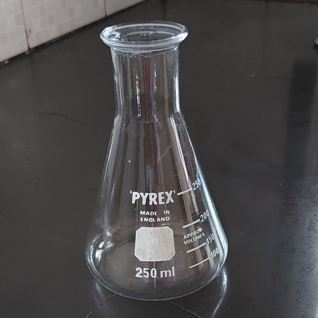 Erlenmeyer flask PYREX 250 ml alat lab tabung labu 250 cc (preloved ...