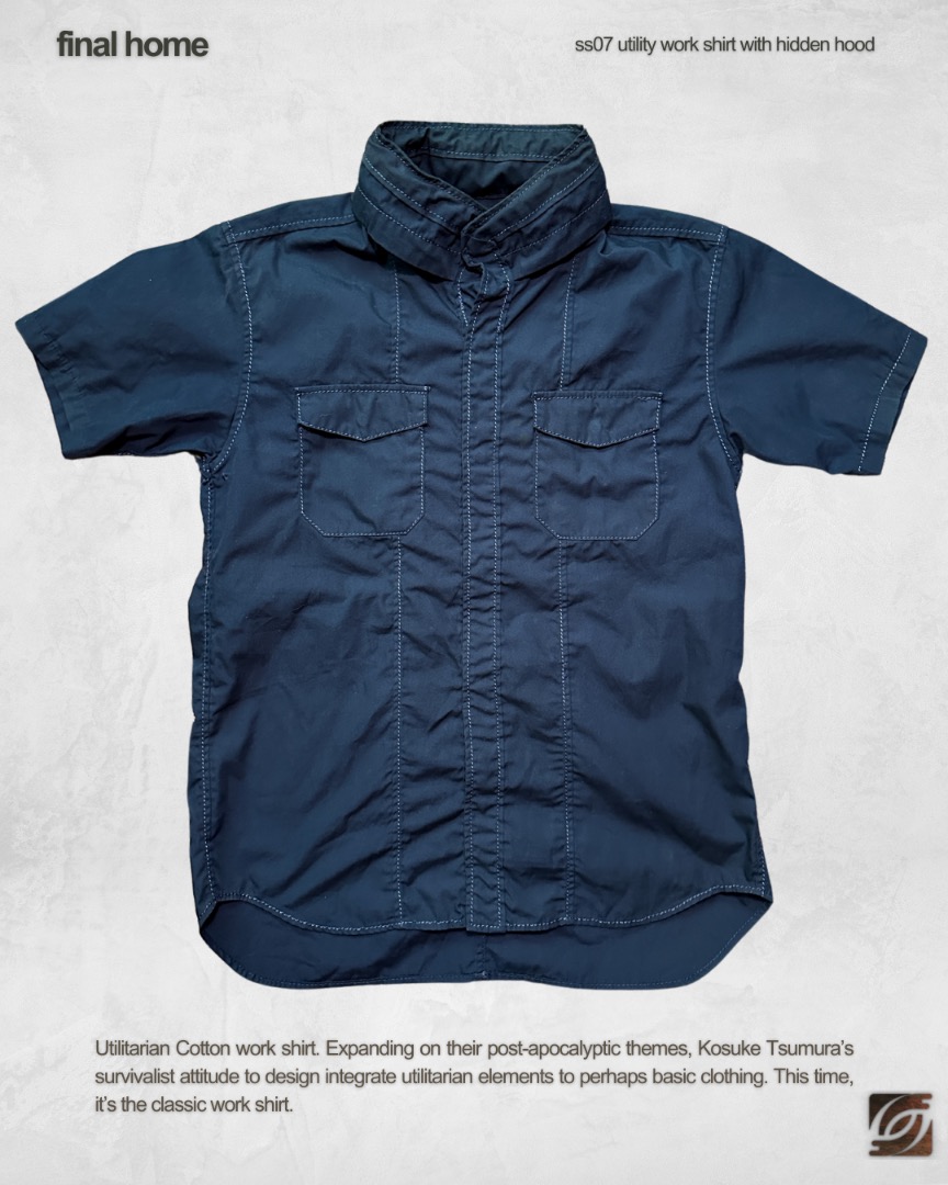 Final Home SS07 Utility Work Shirt with Hidden hood, Men's Fashion ...