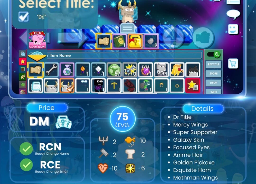 Growtopia Account #16 | Dr Title, Super Supporter, Focused Eyes and ...