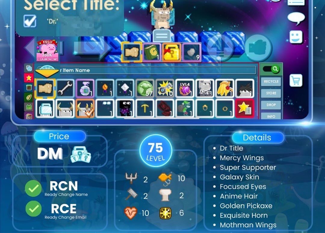 Growtopia Account #16 | Dr Title, Super Supporter, Focused Eyes and ...