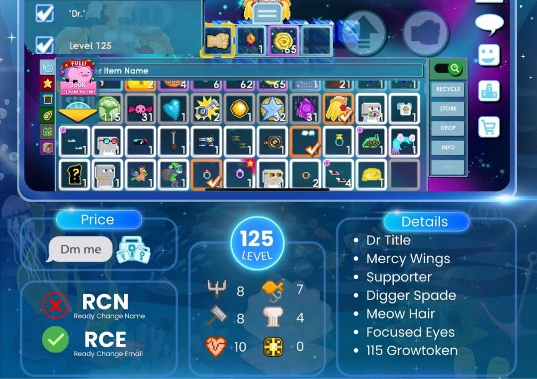 Growtopia Account #20 | Dr Title, Supporter, Focused Eyes and More ...