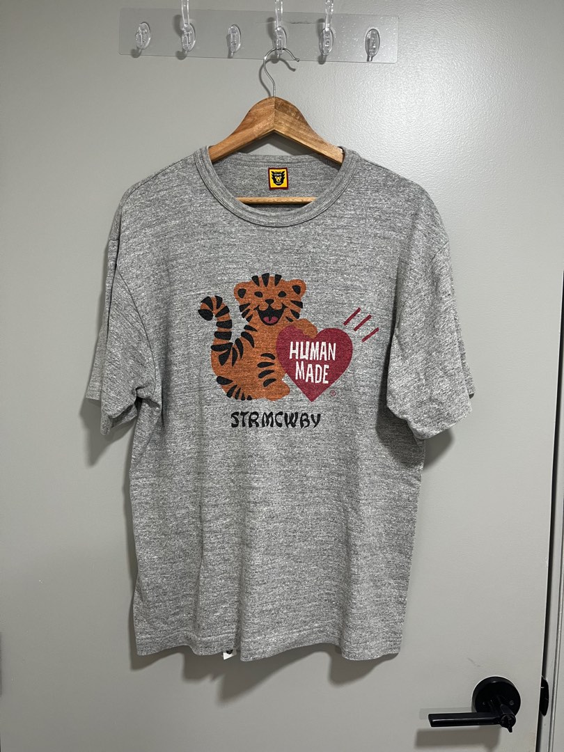 Human Made Nigo Tiger Heart Grey Tee STRMCWBY, Men's Fashion, Tops ...