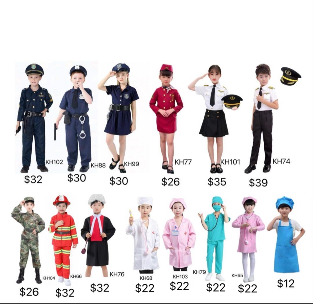 Kids unisex doctor nurse police fireman judge captain Air Force Pilot ...