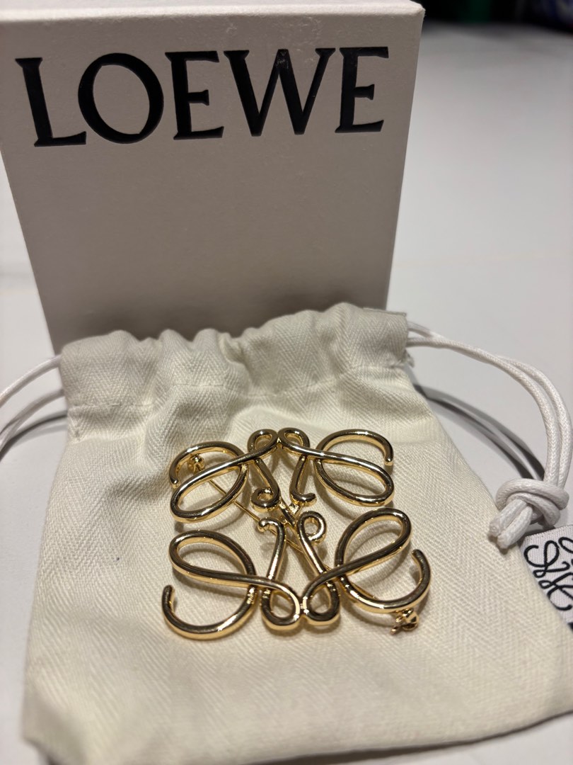 Loewe Anagram Brooch in Gold, Women's Fashion, Jewelry & Organisers ...