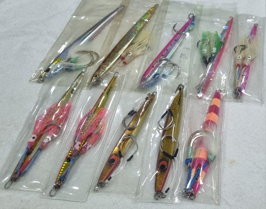 LOT OF 10PCS USED LONG JIGS 100-240GMS FROM VARIOUS BRANDS., Sports ...