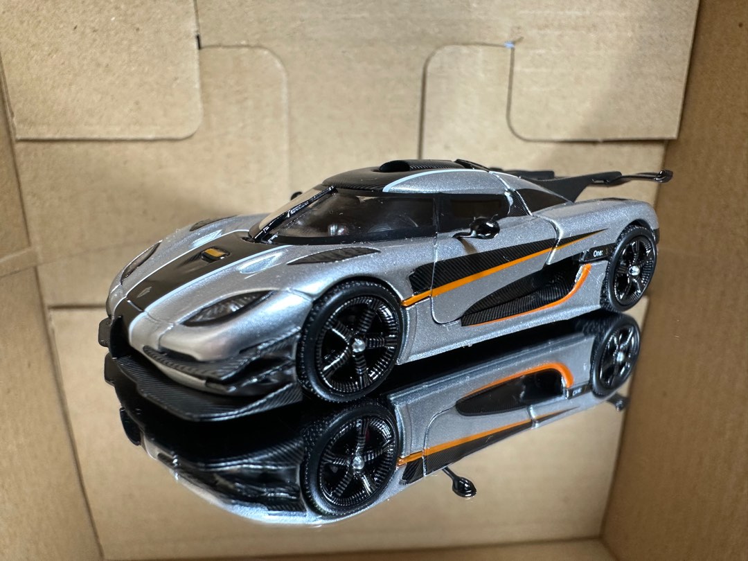 MJ Model Koenigsegg One:1 Silver Prototype 1/64 diecast tags minigt ...