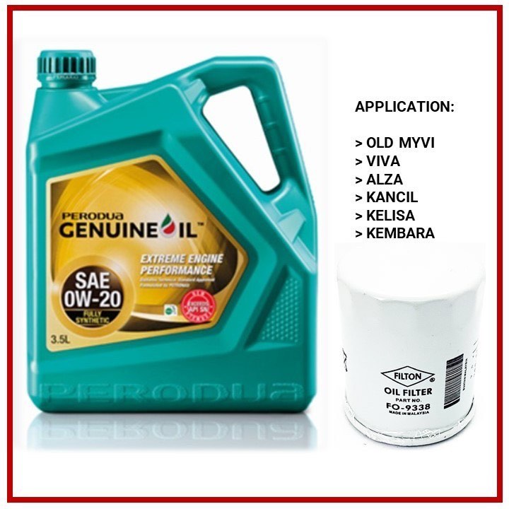 ORI Perodua 0w20 - 3.5L Fully Synthetic Engine Oil 0w-20 Minyak Hitam ...