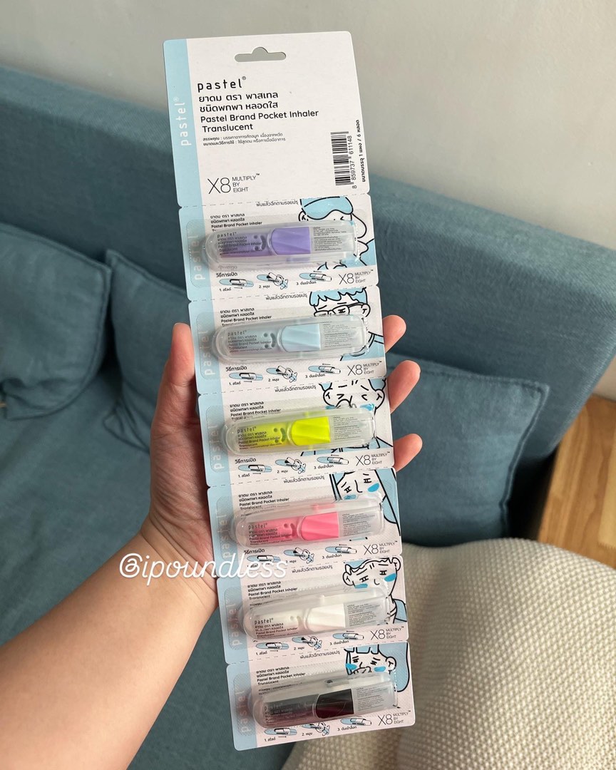 Original Pastel Translucent Inhaler 6pcs bundle, Health & Nutrition ...