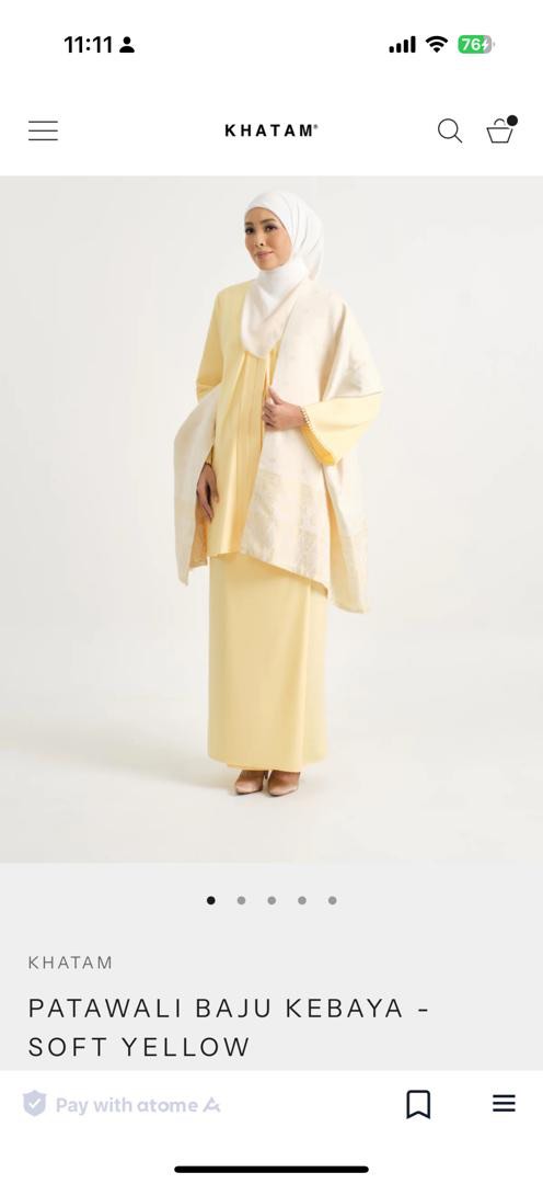 Patawali Baju Kebaya - Soft Yellow, Women's Fashion, Muslimah Fashion ...