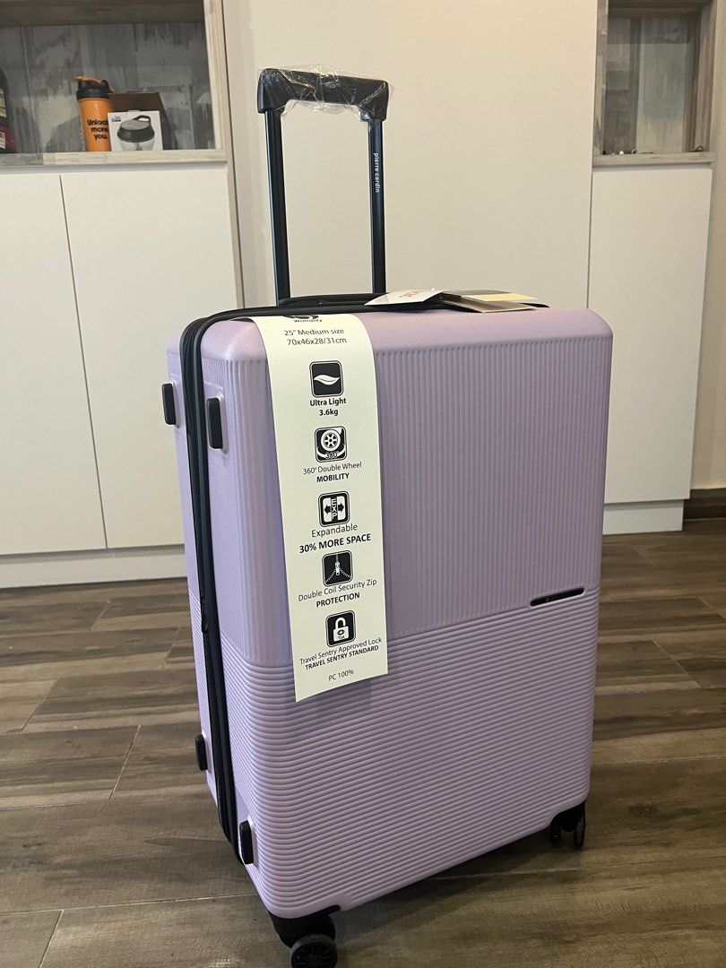 Pierre Cardin 25 Inch Medium Suitcase Luggage - Purple / Lavender ...