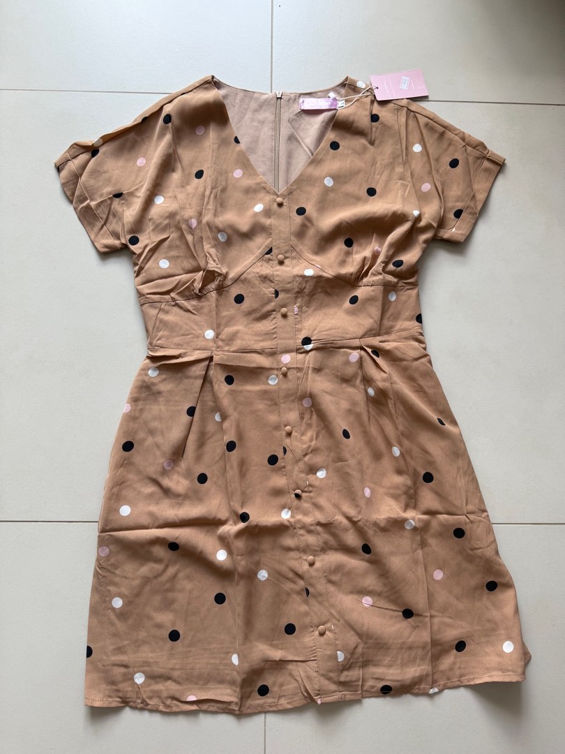 Poka Dot Midi Dress L Ptp 44cm, Women's Fashion, Dresses & Sets ...