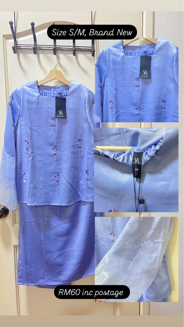 Satin Baju Kebarung Moden Matte Satin Baju Kurung Beading Mini, Women's ...