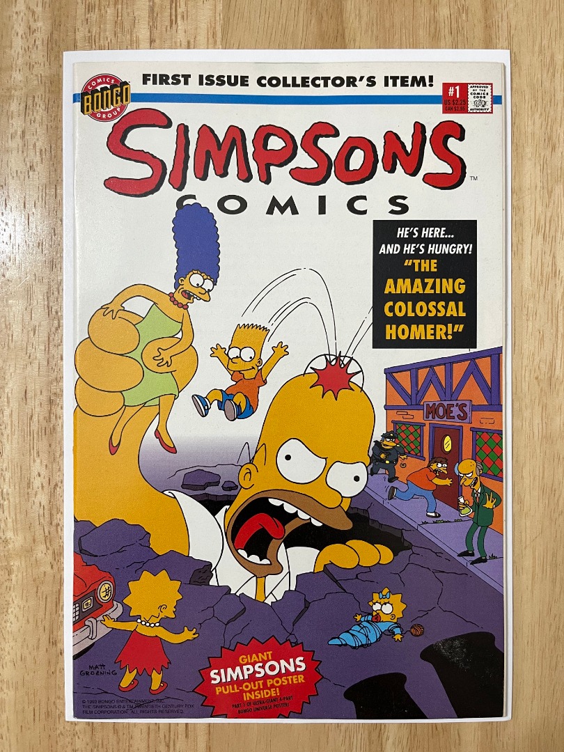 The Simpsons Comics #1 (Bongo Comics 1993) VF/NM- Condition With Poster ...