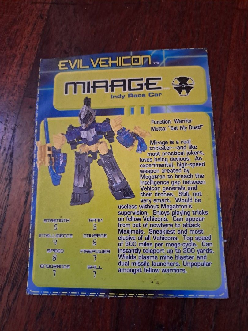 TRANSFORMERS BEASTMACHINE MIRAGE with Instruction Card, Hobbies & Toys ...