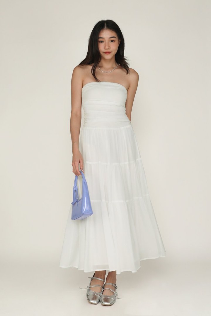 TTR Chanelle Tube Padded Maxi Dress (White), Women's Fashion, Dresses ...