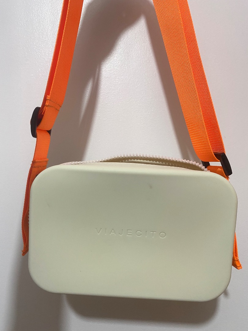 Viajecito Bag Classic Size - Coconut (White) with Neon Orange Strap ...