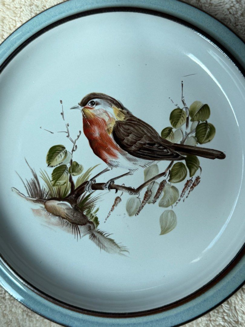 Vintage Denby England 21.5 cm Bird Robin Decor Plate, Furniture & Home ...