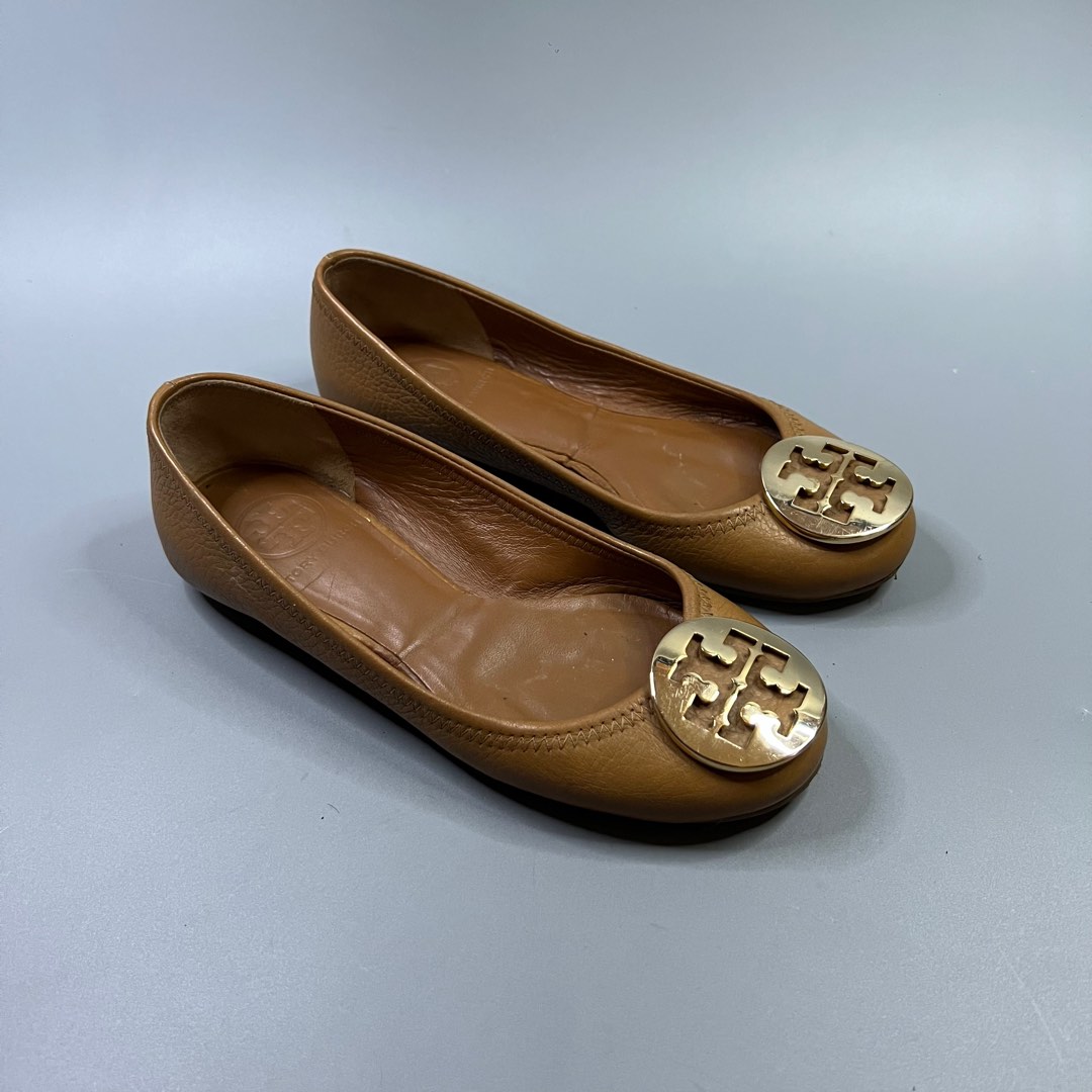 (Womens) Tory Burch - Reva Pebbled Ballet Flats, Women's Fashion ...