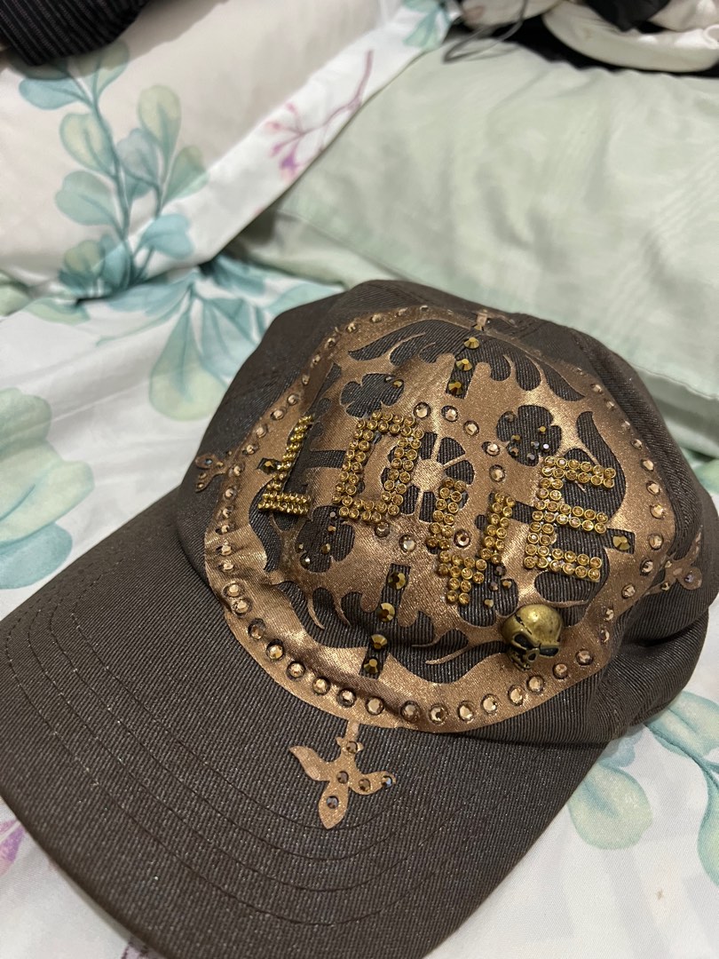 Y2K Brown Gray with Skull and Gold Printed Graphics Mori Kei Vintage ...