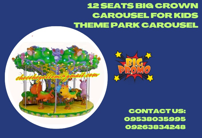 12 Seats Big Crown Carousel for Kids Theme Park Carousel, Everything ...