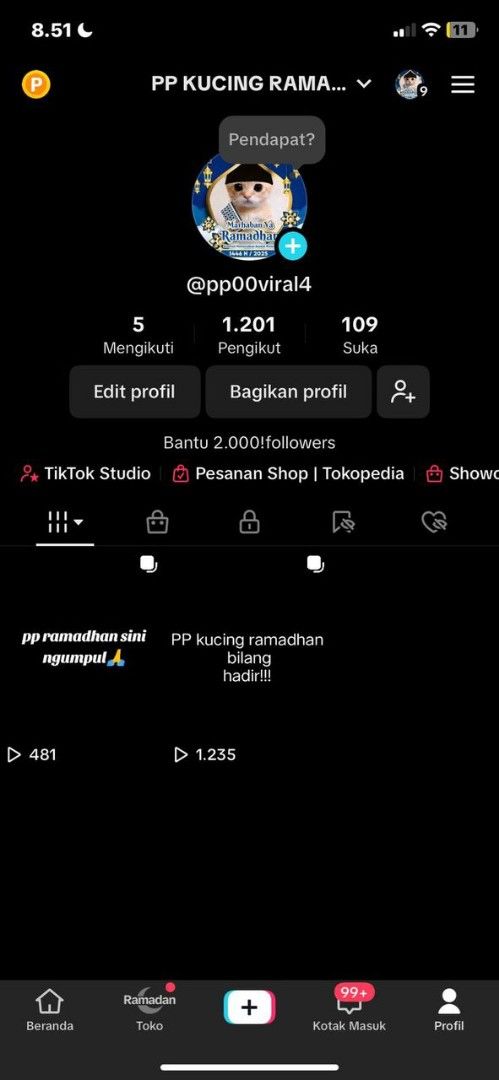 Account TikTok 1K Followers, Video Gaming, Video Games, Others on Carousell