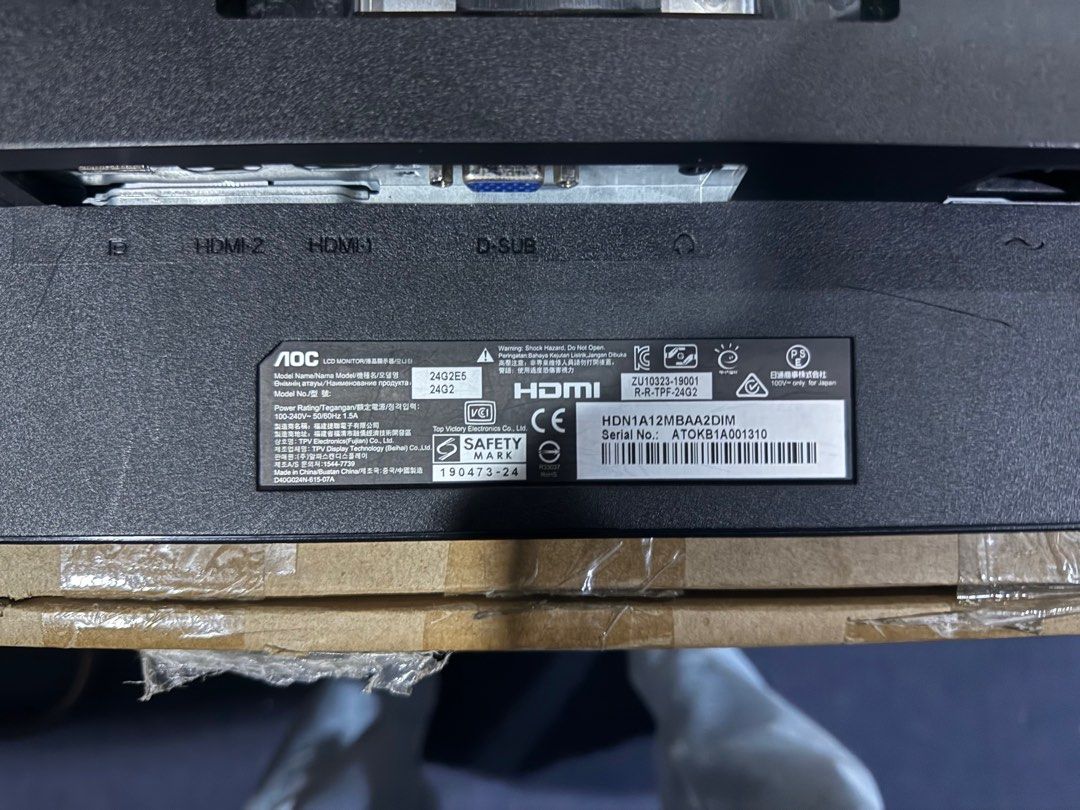 AOC 24G2E5 23.8 Inch 75Hz 1Ms Gaming Monitor, Computers & Tech, Parts ...