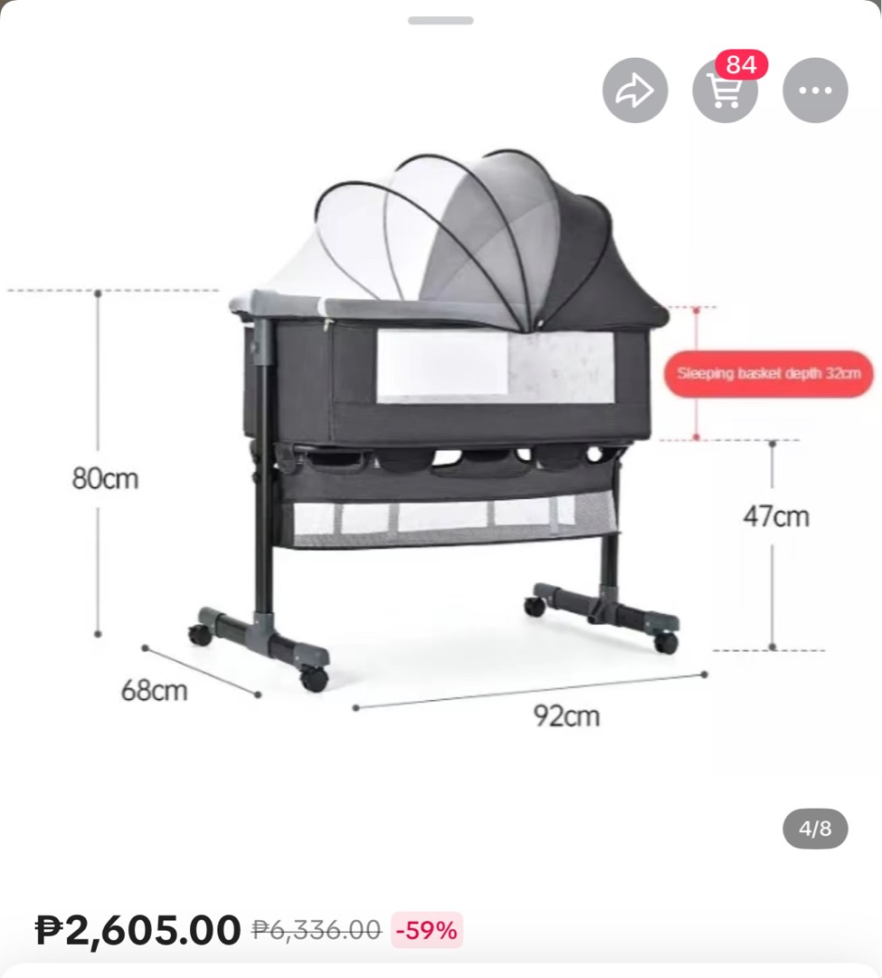 Available Crib For Baby Bassinet Liftable Baby Bed With Mosquito Net ...