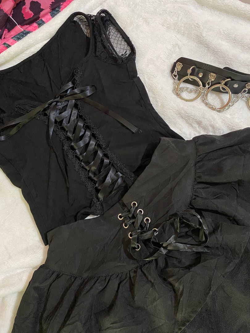 Babydoll Goth/Gothic Set (Punk, Emo, Grunge), Women's Fashion, Dresses ...