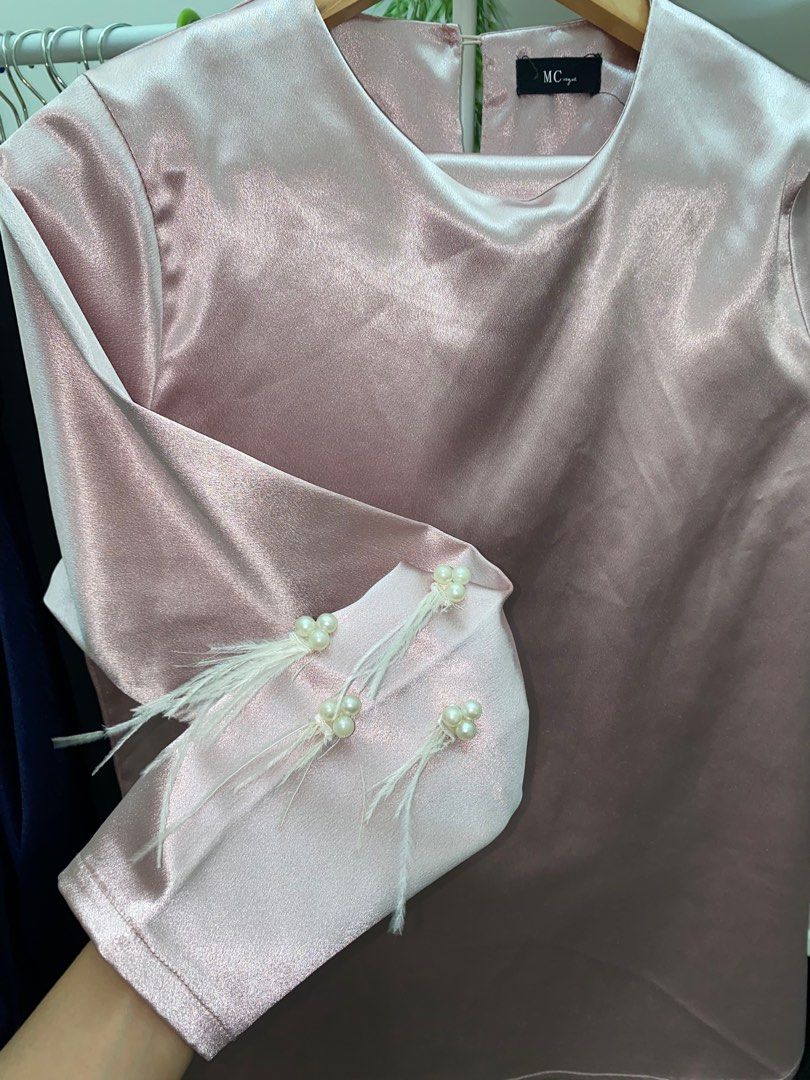 BAJU KURUNG MC VOGUE | BAJU RAYA | KURUNG SATIN PINK, Women's Fashion ...
