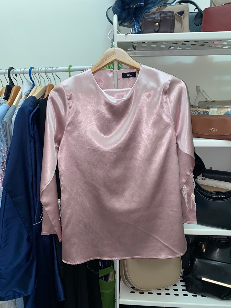 BAJU KURUNG MC VOGUE | BAJU RAYA | KURUNG SATIN PINK, Women's Fashion ...